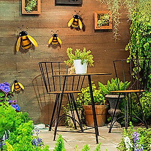 Vindar Metal Wall Art Bee Sculpture Garden Wall Art Decor Set of 3 Bee Outdoor and Indoor Decorative Art Wall Sculptures