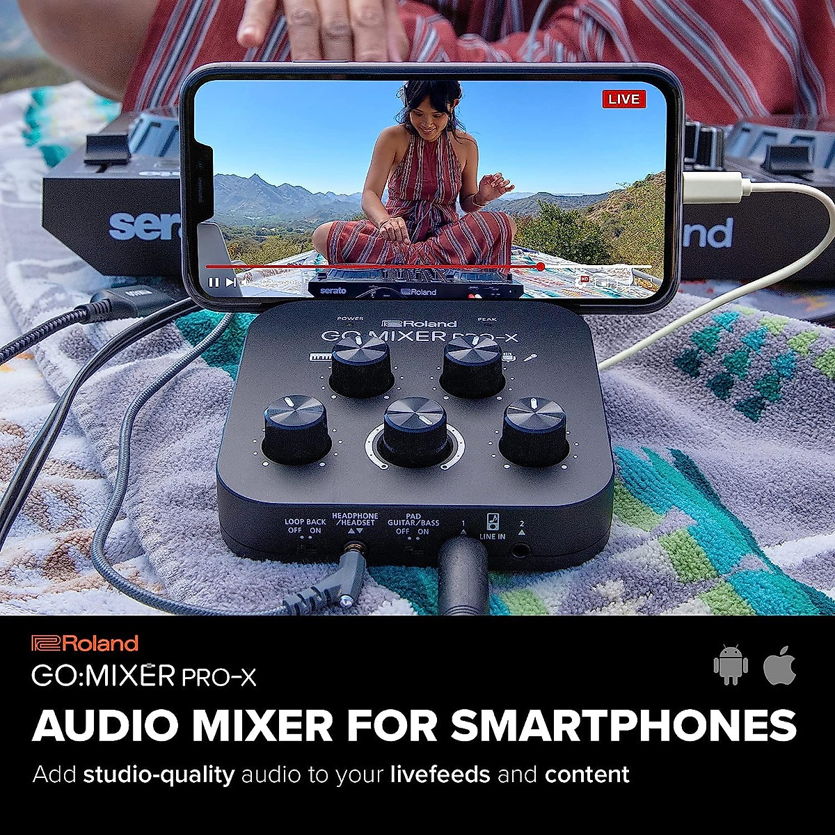 Roland GO:MIXER PRO-X Audio Mixer for Smartphones | Connect and Mix up to 7 Audio Sources | Add Studio Quality Audio to your Social Content and Livestreams