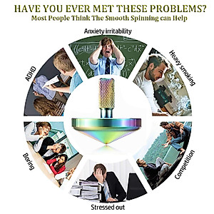 Colorful Metal Spinning Top Stainless Steel Precision Gyroscope Anti-Gravity Spinner Top Perfect Balance Desktop Toy, Unique Gift for Men/Adults