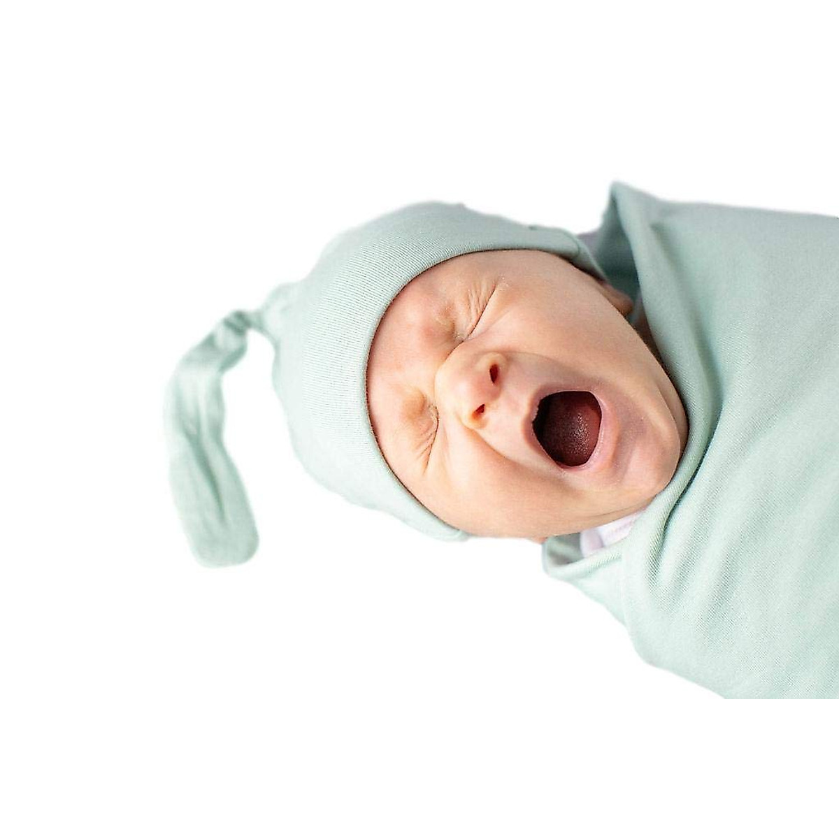 Baby Be Mine Newborn Baby Swaddle Blanket with Matching Knotted Hat (Sage)