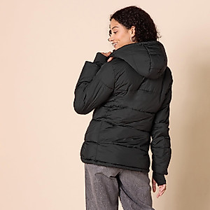 Amazon Essentials Women's Heavyweight Quilted Long-Sleeve Hooded Puffer Coat (Available in Plus Size), Black, XX-Large