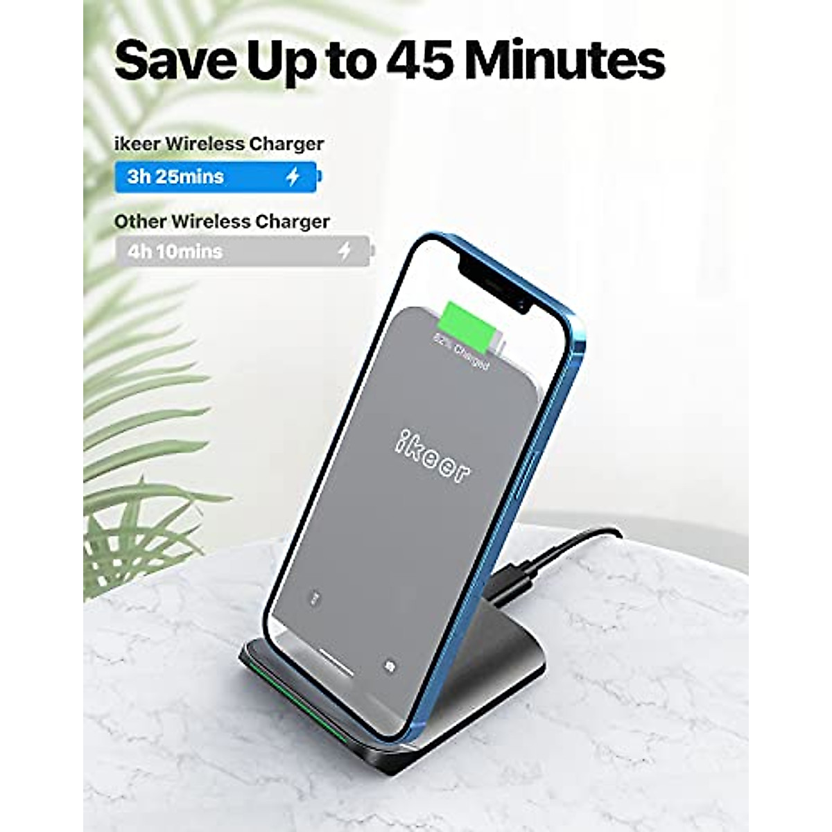Wireless Charger, ikeer Fast Wireless Charging Stand,15W Compatible with iPhone 14/14Pro/14ProMax/13/13Mini/12/11/XS/XR/X/8plus,for Samsung Galaxy S22/S21/S20/Note 20Ultra