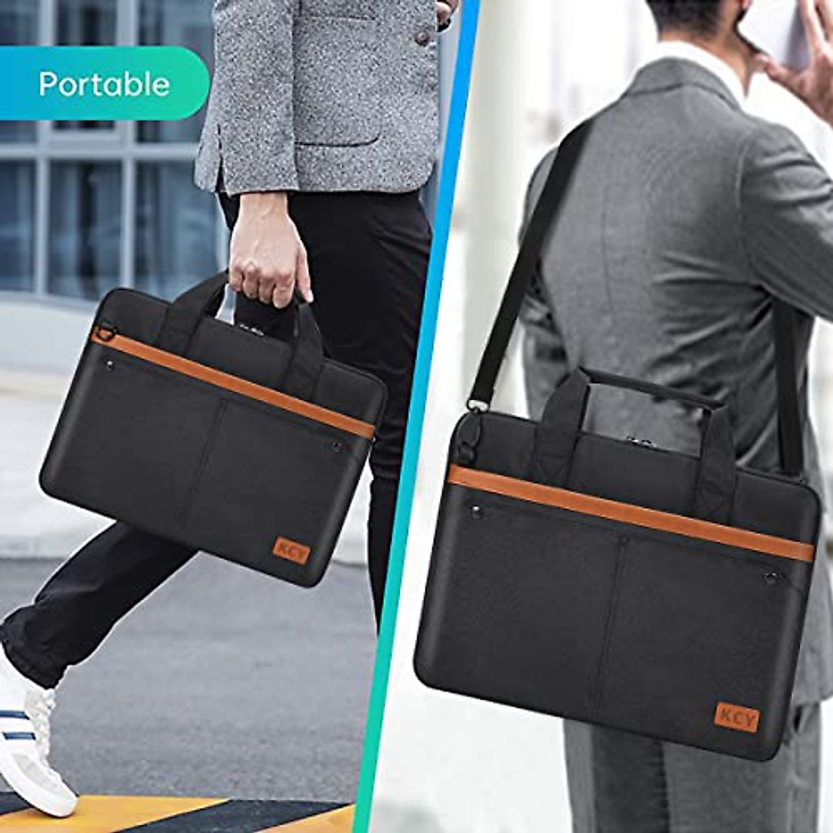 KCY Laptop Bag Case 15.6 Inch with Shoulder Starp, Slim Computer Sleeve Cover Compatible with MacBook Air 15 M2, New MacBook Pro 16 M1 2021-2023, 15-16 Inch Hp Lenovo Dell Acer Asus Notebook, Black