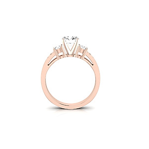 1.1 Carat GIA Certified Heart Cut 14K Rose Gold Channel Set 3 Three Stone Diamond Engagement Ring (I-J Color VS1-VS2 Clarity)