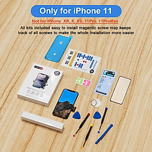 EFAITHFIX for iPhone 11 LCD Screen Replacement 6.1 Inch Frame Assembly LCD Display and 3D Touch Screen Digitizer with Repair Tools Kit for A2111, A2223, A2221 with Waterproof Adhesive Tempered Glass