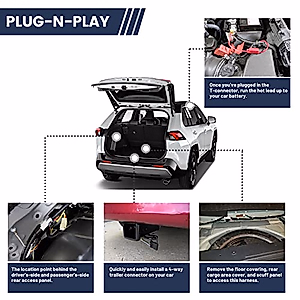 MECMO 4 Pin Trailer Wiring Harness 56434 for 2019-2023 Toyota RAV4 & RAV4 Prime Hybrid, Plug-in Simple Custom-Fit T-Connector 4-Pole Flat Trailer Light Connector, Trailer Hitch Wiring for Toyota RAV4