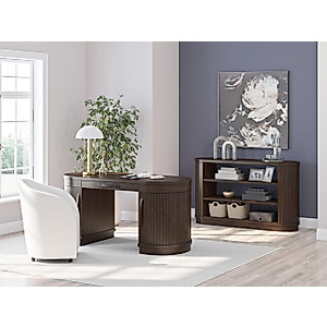 Signature Design by Ashley Korestone Contemporary Upholstered Home Office Desk Chair with Casters, White