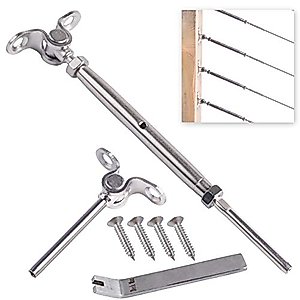 Deck Man T316-Stainless Steel Adjustable Angle 1/8" Cable Railing Kit/Hardware for Wood Post，Marine Grade (30 Pack)