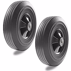 10" x 2.5" (4.10/3.50-4) Solid Rubber Hand Truck Wheels, Dolly Wheels Replacement, Wheelbarrow Flat Free Tires for Cart- 660 lb Load Capacity, Pack of 2