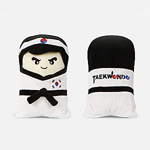 TAE-S] Taekwondo Inspired Super Cozy Fleece That Can Transform Into a Doll - Thoughtful Gift Idea for Martial Arts and Taekwondo Students and Teachers (White Uniform Boy)