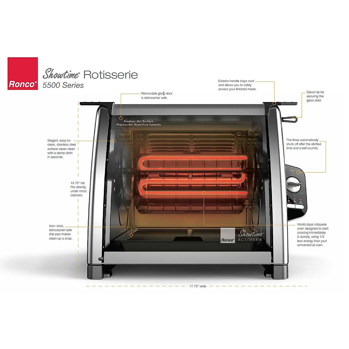 Ronco Showtime Modern Edition Rotisserie Oven, Extra Large, Stainless