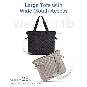 BAGSMART Quilted Tote Bag, Top Handle Handbags for Women, Shoulder Bag, Durable Carry Handles, Machine Washable, 25L Large Hobo Bag for Work, Travel