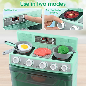 Toy Oven Play Kitchen Accessories - Realistic Pretend Play Appliance for Kids with Lights & Sounds, Unique Kids Kitchen Playset Play Food Toddler Learning Toys for Boys Girls Gift Birthday Christmas