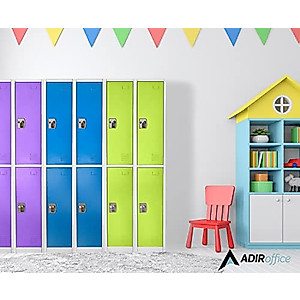 AdirOffice Large School Locker with 2 Doors 2 Hooks Storage Locker for Garage Storage - Office Storage Lockers (2 Door, Black)