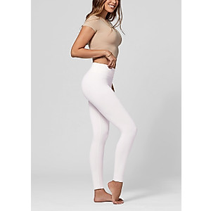 Conceited Leggings for Women - Tummy Control - 3" Waistband - Regular and Plus Size - Super White - Small - Medium