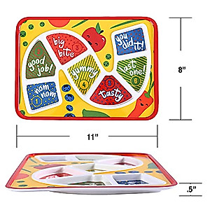 GSM Brands Kids Dinner Plate for Picky Eating Toddlers: Healthy Constructive Fun Meal Time, Divided Portions