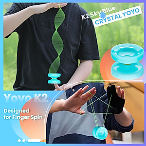 MAGICYOYO Yoyo K2 Responsive Yoyo for Kids, Professional Yoyo for Beginner, Dual Purpose Yoyo Replacement Unresponsive Bearing for Adults/Advanced with 6 Yoyo Strings+Bag+Bearing Remover (Sky Blue)