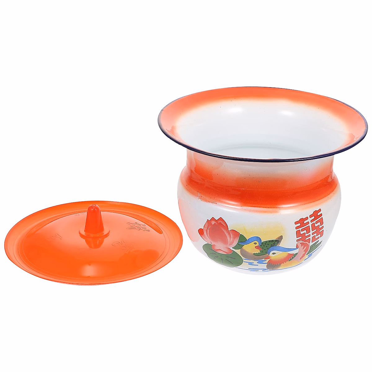 FOMIYES Retro Urinal Container Enamel Spittoon Jars Potty Iron Elderly Chinese Style Children Home Bedpan