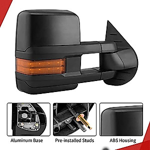 YITAMOTOR Towing Mirrors Compatible with 2007-2014 Chevy Silverado 1500, 07-13 GMC Yukon 2500 Sierra 1500 Extendable Power Heated with Amber Signal Light Side Mirrors Pair