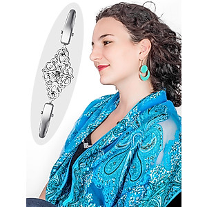 4 Pieces Vintage Sweater Shawl Clips Retro Cardigan Collar Clips Dress Shirt Brooch Clips for Women Wearing, 4 Styles(Vintage Style)