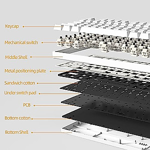 IROK FE87/104 Pro Wireless hot-swappable Gaming Keyboard, backlighting Mechanical Keyboard, Silenced Construction, Bluetooth/2.4G/Wired for Windows PC Gamers White-Red Switch