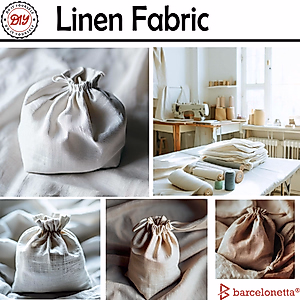 Barcelonetta | Linen Fabric | Natural Linen Cloth | Embroidery, Sewing | Soft, Breathable | 55" Wide | 70% Linen, 30% Rayon | Hemp, Jute, Needlework, Lining (Natural, 2 Yard)