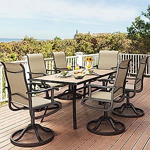 YITAHOME Patio Dining Set for 6, Outdoor Patio Dining Set Including 59" Rectangular Patio Dining Table and 6 Swivel Dining Chairs, Outdoor Dining Set Ideal for Patio Lawn Garden Porch