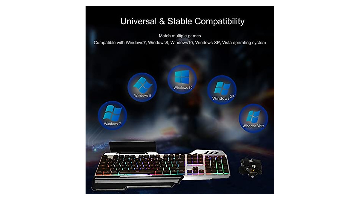 FEDARFOX Gaming Keyboard and Mouse Combo - Backlit Rainbow LED Set