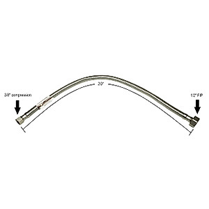 Complete Set 1/2 in. NOM Inlet x 3/8 in. OD Compression Outlet Angle Shut Off Valve + Escutcheon Plate + 20" Long Stainless Steel Braided Faucet Water Supply Line (2 Pack)