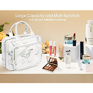 Luxtude Large Hanging Toiletry Bag for Women, Travel Toiletry Bag with Hanging Hook, Waterproof Cosmetic Makeup Organizer for Bathroom Shower Accessories etc.