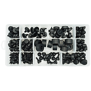 Dsnaduo 160 PCS Black Rubber Bumper Assortment, Automotive Rubber Bumper Stopper, Rubber Stop Bumper Compatible with GM Ford and Chrysler Replace 20030, 8210, fit Many Models