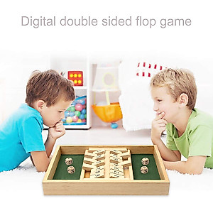 bouti1583 2 Player Shut The Box Game, Double-Sided Classic 9 Number Wooden Set with Dice Tabletop English Pub Game