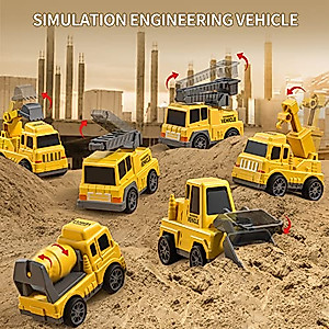 TEMI Construction Truck Toys Cars for Toddlers 3-5 - 7-in-1 Friction Power Vehicle Toy for 3 4 5 6 Year Old Boys, Carrier Transport Trucks for Kids 3-5 Years, Car Toys Set for Age 3-9 Boys & Girls