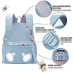 MOUTCLMB Kids backpack,Girls Backpack,Big-capacity School Backpacks 18.1 * 11.8 * 7.87in for Girls,School bags for Elementary Middle School High School,Send cute pendant（Blue）