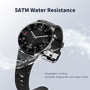 Kumi Smartwatch for Android Phones and iOS, IP68 Waterproof Smart Watches with 24/7 Heart Rate, Blood Oxygen, Fitness Tracker with Sleep Monitor Black