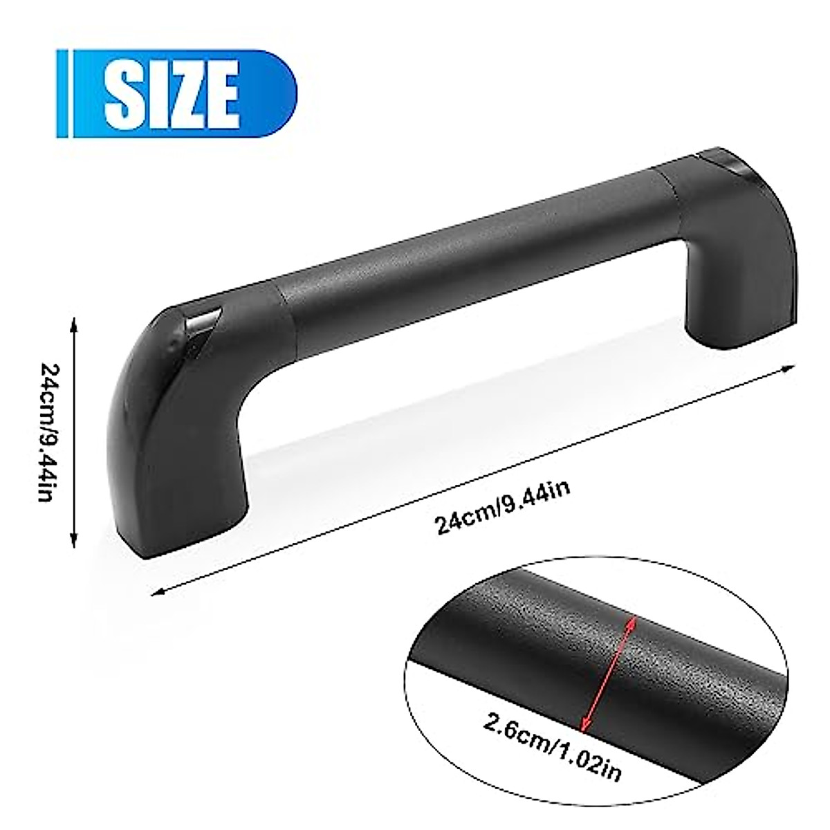 UOIENRT 2 Pack RV Grab Door Handle, Aluminum Automotive Grab Handles for Camping Vehicles, Trailers, Freight Trailers, RVs, Boats, Cars(Black)