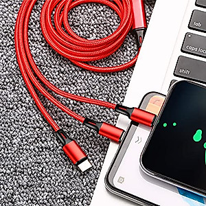 jeefull power Multi Charging Cable 3 in 1 Nylon Braided Multi USB Cable Multiple Charger Fast Charging Cord Compatible with Most Smart Phones & Pads 3PCS