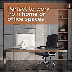 Comfty Lumbar Support and Chrome Base Leather Office Chair, 42.13"-45.28", Black