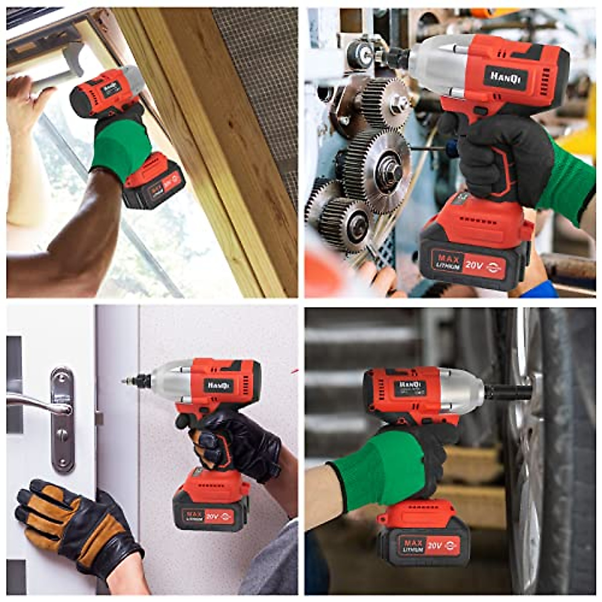 20V Cordless Impact Wrench 1/2 inch,Electric Power Impact wrenches,Brushless Motor Impact Gun,Max Torque 368 ft-lbs (500N.m) 3.0A Li-ion Battery,6Pcs Driver Impact Sockets,Gloves,Fast Charger.