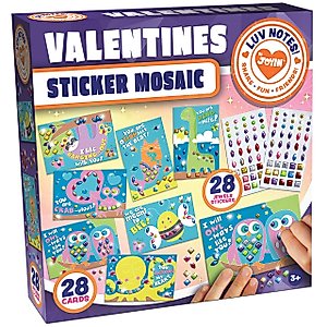JOYIN 28 Packs Valentine Cards with Mosaic Crystal Gem Sticker Art Kits for Kids Valentine's Day DIY Craft Jewels Valentines Day Classroom Exchange Prizes and Gifts, Valentine’s Greeting Cards