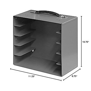 Durham 290-95 Gray Cold Rolled Steel Rack for 5 Small Plastic Compartment Boxes, 11-1/4" Width x 10-3/4" Height x 6-3/4" Depth
