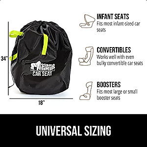 Gorilla Grip Car Seat Travel Bag, Water Dirt and Tear Resistant, Easy Carry Padded Backpack Covers for Airplane, Gate Check Bags Infant Booster Convertible Carseat Plane Cover, Fluorescent
