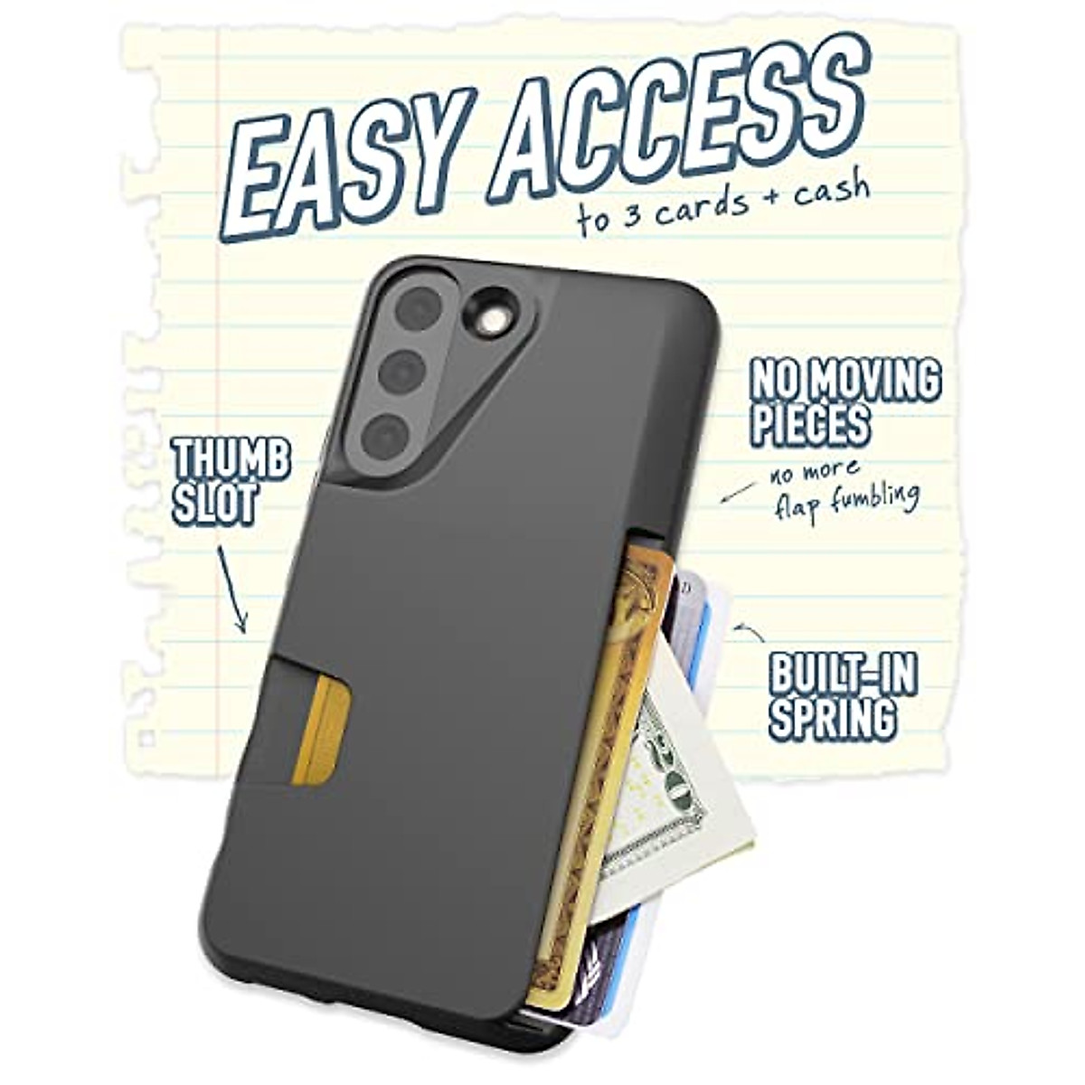 Smartish Galaxy S22 Wallet Case - Wallet Slayer Vol. 1 [Slim + Protective] Grip Credit Card Holder for Samsung - Black Tie Affair