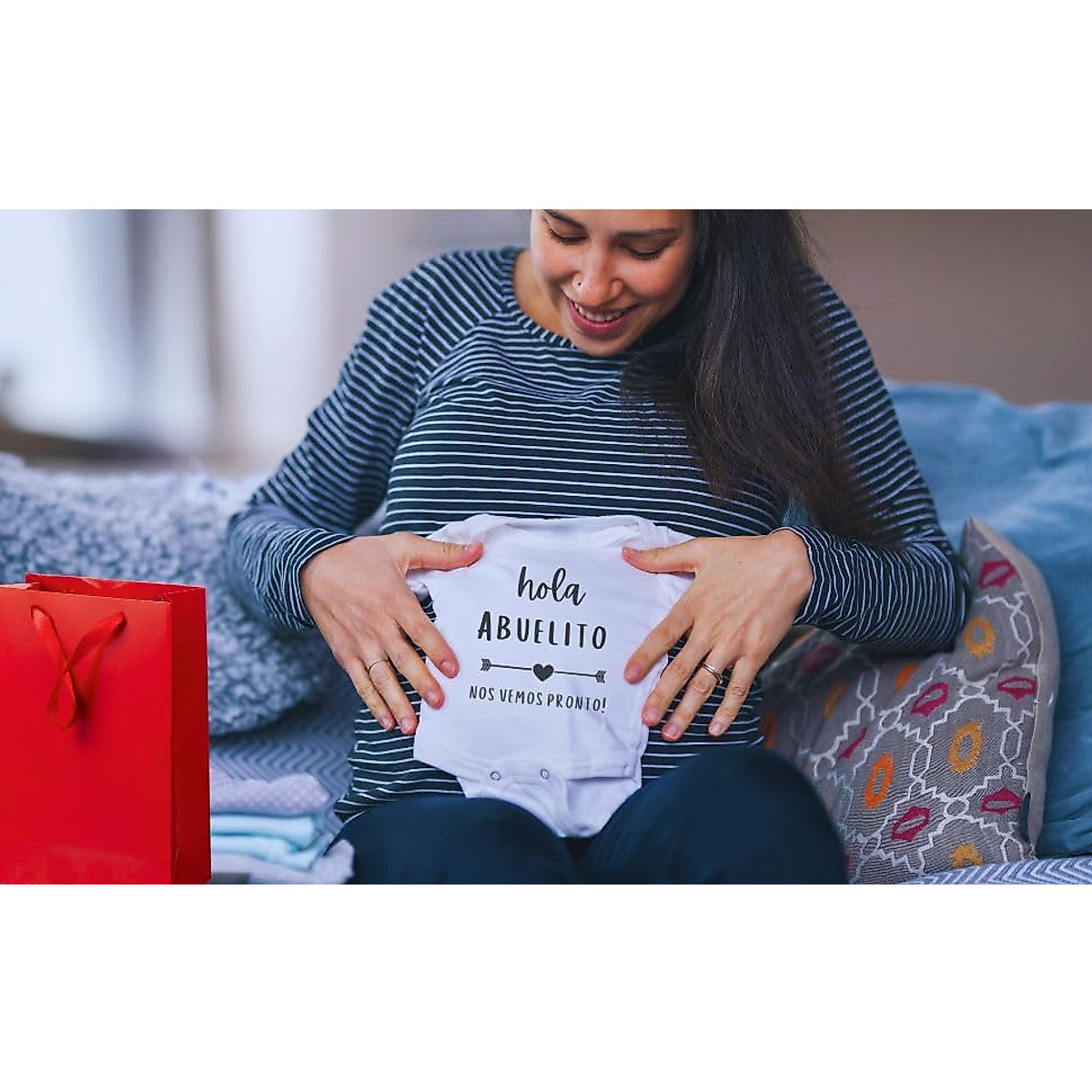 Hola Abuelito Baby Pregnancy Announcement White 0-3 Months