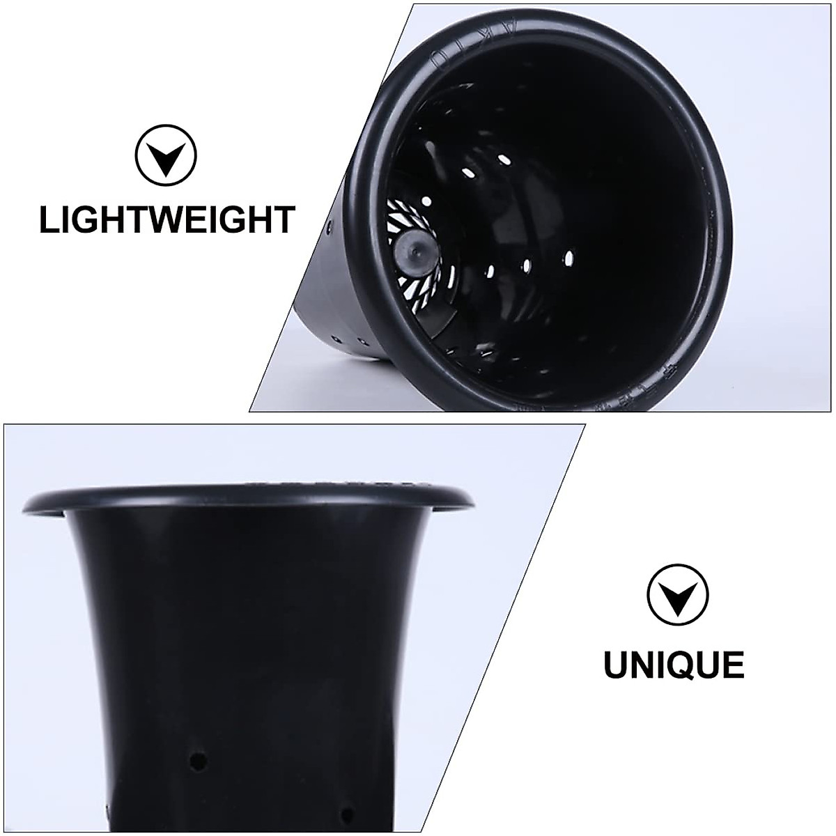 YARNOW Hydroponic Baskets 12pcs Supplies Flowerpot Net Slot Side Drainage Root Mesh Aquatic Garden Slotted Duty Pond Outdoor Aquaponics Planting Filter Home Black Control Plant