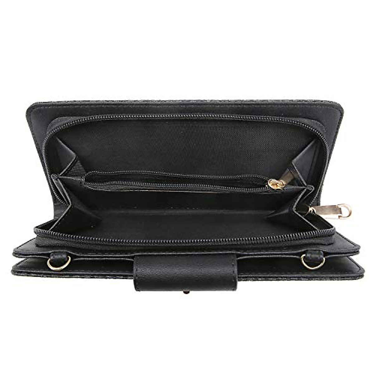 MKP Women Fashion Small Crossbody Shoulder Bags Cell Phone Purse Wallet Clutch Bag Credit Card Holder Clutch Wallets w/Removable Strap (Black)