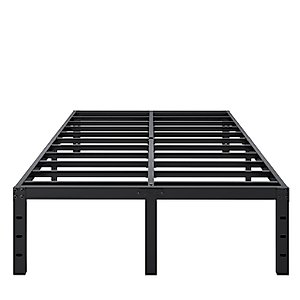 SHLAND King Size Bed Frame, 18 Inch Heavy Duty Metal Platform Bed Frame No Box Spring Needed, Mattress Foundation, Storage Space, No Noise, Easy Assembly