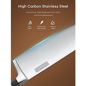 Knife Set, D.Perlla 6 Pieces Small Kitchen Knife Set with Block, German Stainless Steel Knives Set, Sharp Chef Knife Block Set, Brown