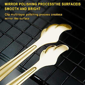 SOOHAO 12PCS Small Serving Tongs Sugar Tongs Stainless Steel Ice Tongs Mini Appetizers Tongs Angel’s Wing Shaped Small Kitchen Tongs for Tea Party Coffee Bar Kitchen (4.3 Inch, Golden)