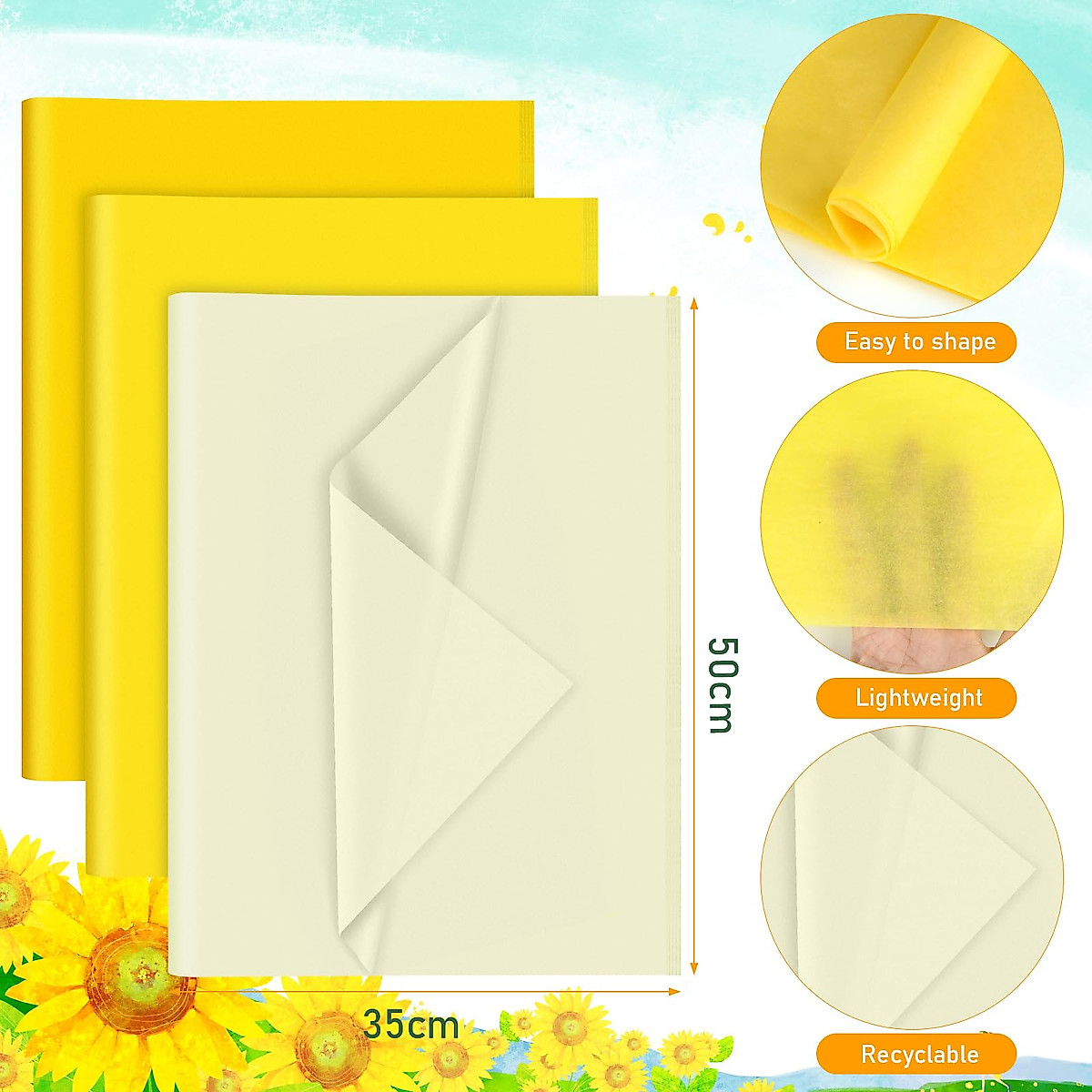 PLULON 60 Sheets Yellow Tissue Paper Bulk and PLULON 60 Sheets Brown Tissue Paper Bulks